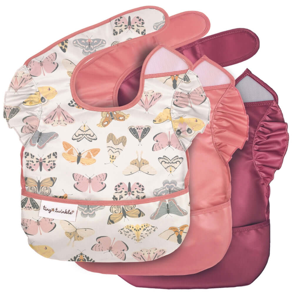 Tiny Twinkle - Mess - Proof Easy Bib 3 Pack - Flutter – Panda Kids and Baby